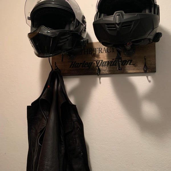 MOTORCYCLE Helmet Rack- Wall Decor- Storage- Coat and Jacket Rack - 1 ...