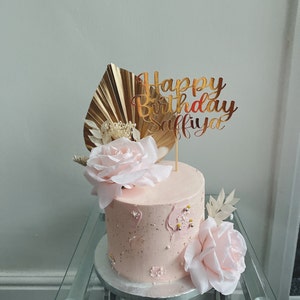 Gold Dried Flower Cake Topper Gold Palm Spear Bunch Flowers - Etsy