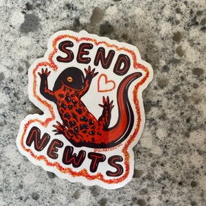 SEND NEWTS Ecology Meme Vinyl Sticker | Herpetology | Salamander | Newt ...