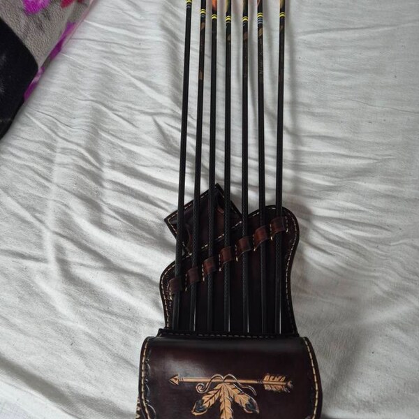 Real Leather Side Quiver With Phoenix Motif / Archer Equipment ...