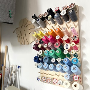 Thread Storage Wall Organiser Birch Plywood Spool Rack Sewing Room ...