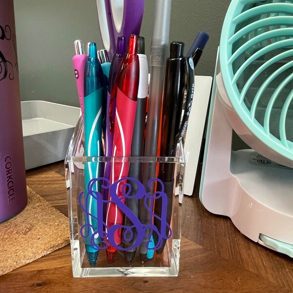Personalized Acrylic Pen Cup, Pencil Cup, Teacher Gift, Monogram Pen ...