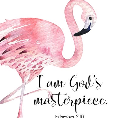 Kid's Bible Verse Prints, Pink Flamingo Prints, Christian Wall Decor ...