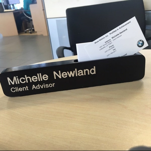 Desk Name Plate With Card Holder - Etsy