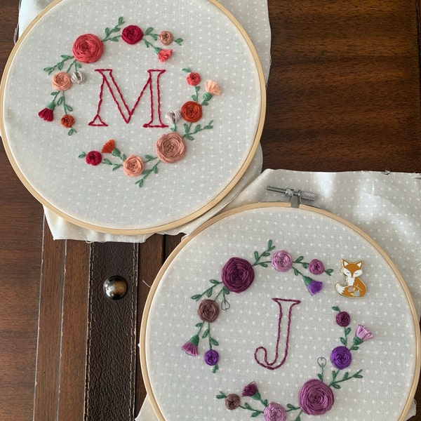 Floral Initial Hoop Embroidery Pattern | Digital Download | Full ...