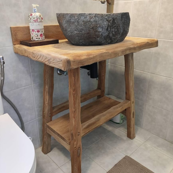 Bathroom Sink Vanity Table Vanity Handmade Wood, Reclaimed Wood Live ...