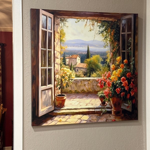 Tuscan Villa Window View Art: Archival Canvas Print - Etsy