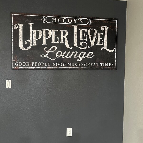 Personalized Custom Upper Level Lounge Sign Modern Farmhouse Wall Decor ...