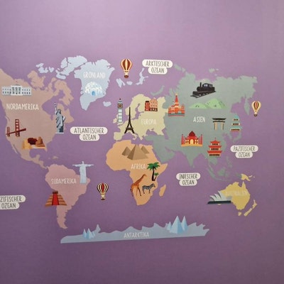 Military World Map Wall Decal for Boys, Decor for Kids' Room: Military ...