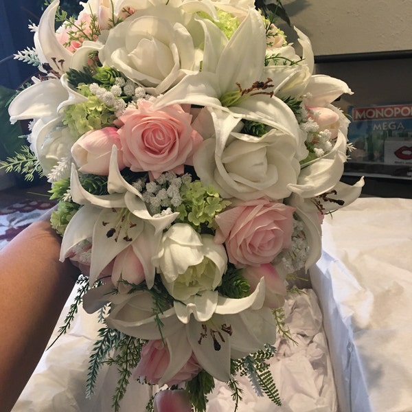 Real Touch Artificial White Ivory Calla Lily Rose Tulips Tiger Lily ...