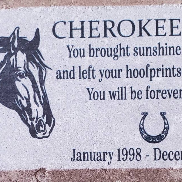 Personalized Horse Pony Memorial Stone. 8x4 Stone Brick. Burial Marker ...