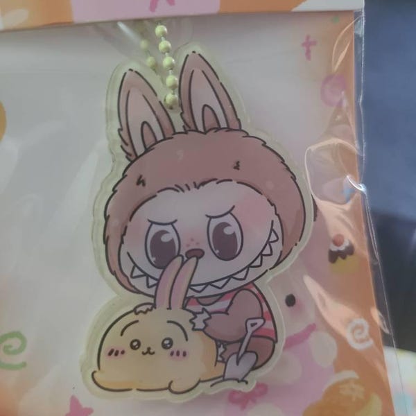 Labubu Popmart Double Sided Acrylic Phone Charm Keychain Bagcharm - Etsy