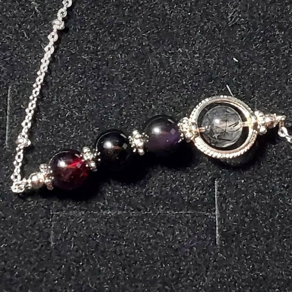 Black Magic Protection Necklace, Garnet-black Tourmaline-obsidian-black ...