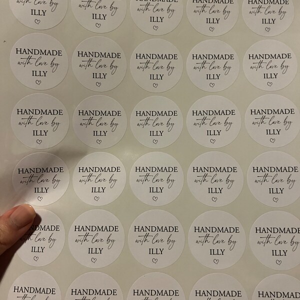 Personalised Handmade With Love Stickers - Hand Made Business Stickers ...