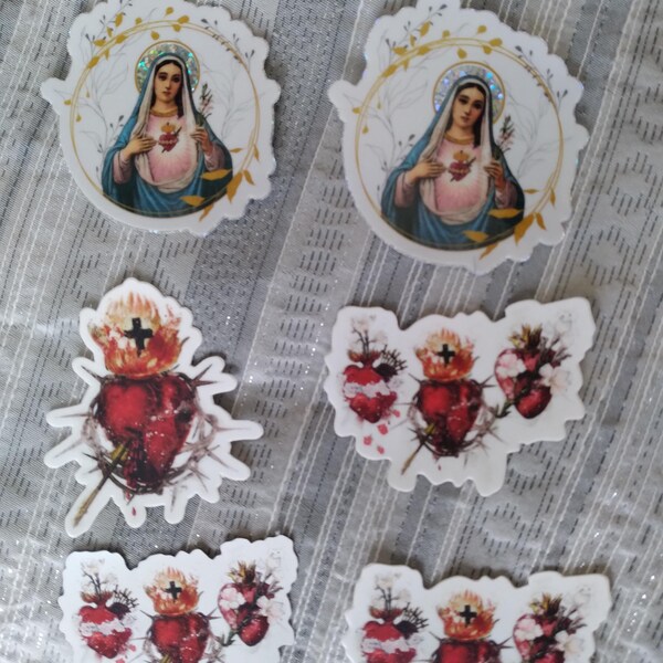 Sacred Heart of Jesus & Immaculate Heart of Mary Printable Image Bundle ...