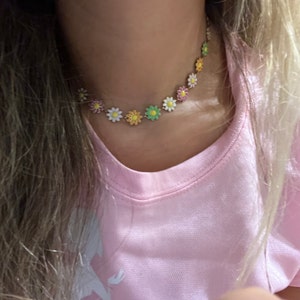 Flower Necklace, Tiny Flower Necklace, White Flower Necklace, Gifts for ...