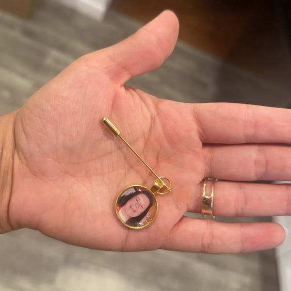 Custom Photo Lapel Pin, Wedding Boutonniere Pin, Memorial Photo Pin ...