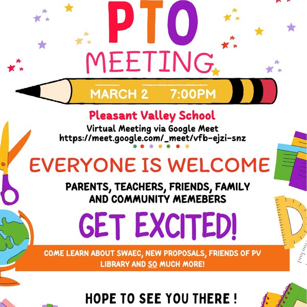 PTO/PTA Information Meeting Flyer, Pto/pta Meeting Handout Flyer ...