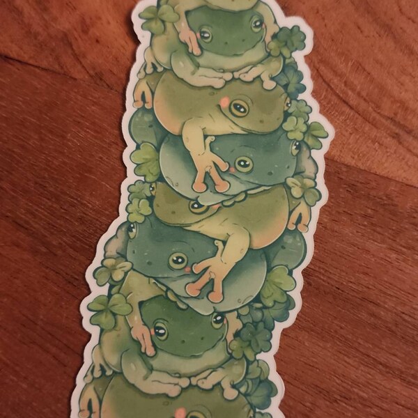 Frog Stack Bookmark | Frog Art | Cute Bookmark | Laminated ...