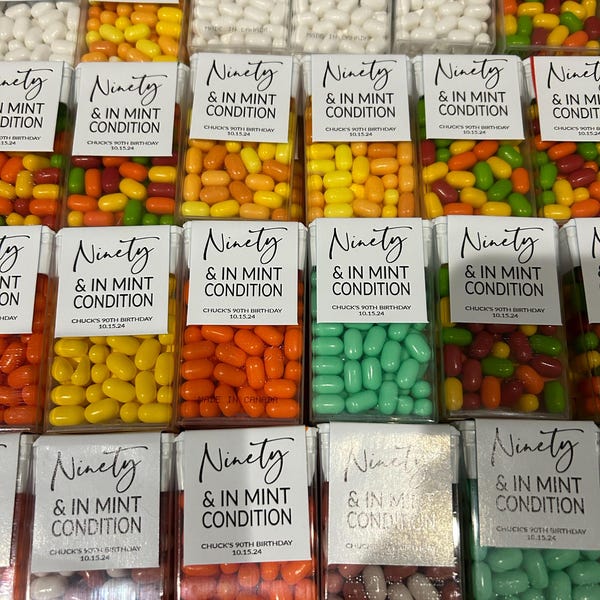 Greenery 90th Birthday Party Favor Mint Labels, Ninety & in Mint ...