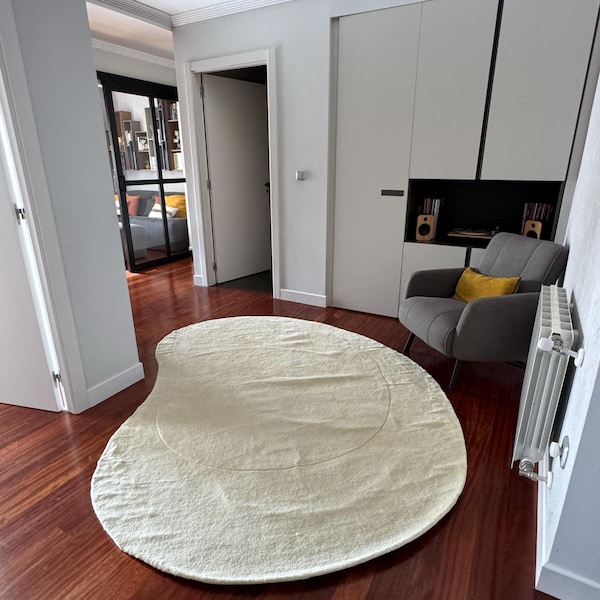 Melting Irregular Red Hand Tuft Woolen Area Rug Living Dining Bed Room ...