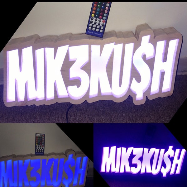 Custom Wooden LED Signs, LED Sign, Custom Wood Sign, LED Art, Wall Art ...