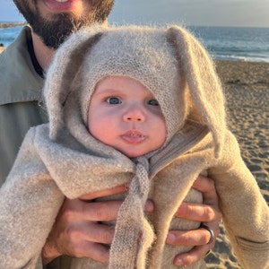 Little Bear Bonnet, Baby Knitted Hat, Baby Bonnet, Photoprops, Alpaca ...