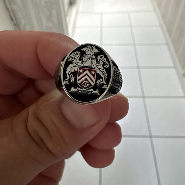 Crest Ring, Family Crest Signet Ring Christmas Gift, Coat of Arms Ring ...