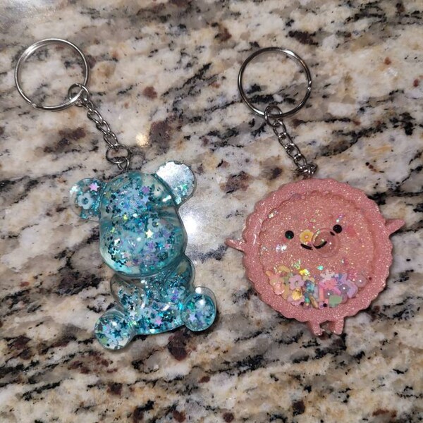 Smiley Flower Liquid Shaker Keychain, Cute Glitter Resin Keyring, Bag ...
