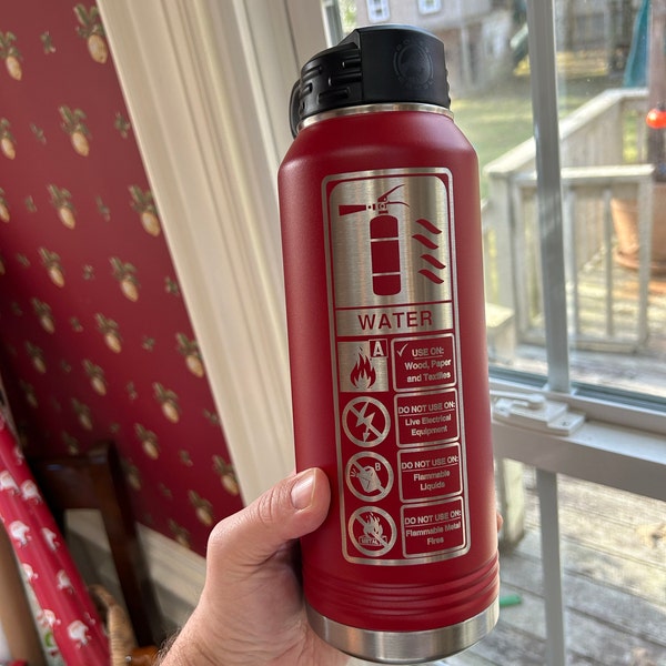 Personalized Fire Extinguisher Water Bottle, Custom Engraved ...