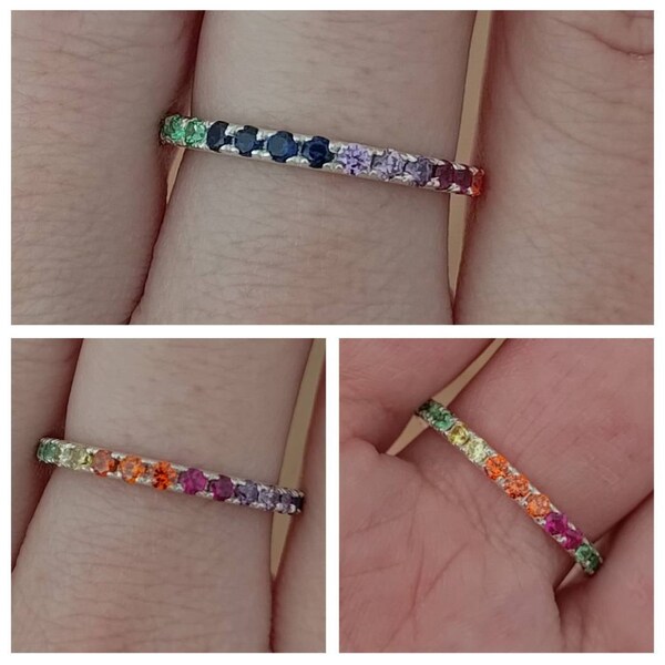 Rainbow Sapphire Hoops Earrings 14k 18k Gold, Natural Multi Sapphire ...