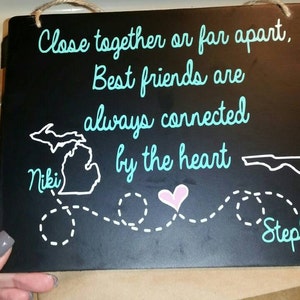 Long Distance Best Friend Gift, Long Distance Relationship Sign ...