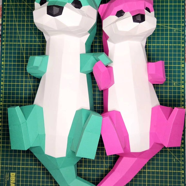 DIY Otter Couple + DXF | Otter Papercraft | Otter Template - Etsy