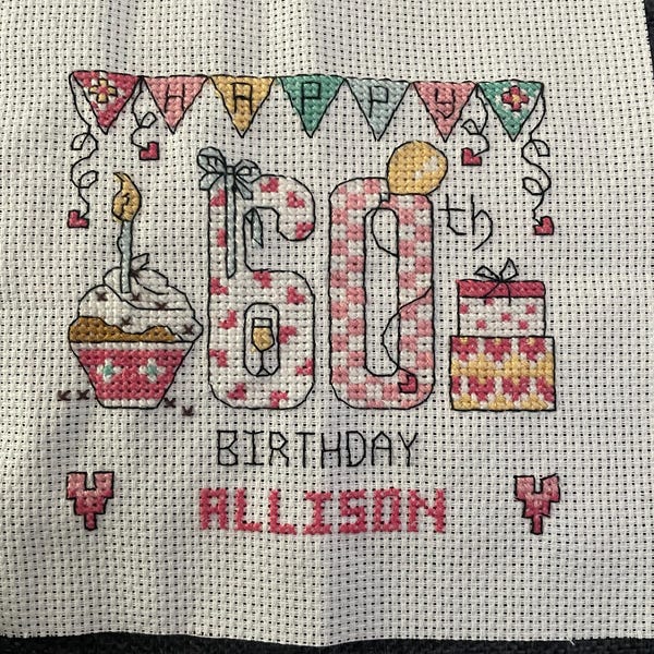 Happy 60th Birthday Cross Stitch Card Kit - Etsy UK