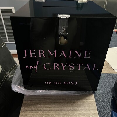 Personalized Name Card Box Wedding Acrylic Card Box With Lock and Key ...