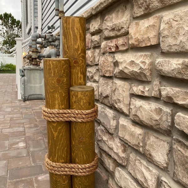 Coastal Wood Pier Posts: Nautical Piling Decor, 40" Tall - Etsy