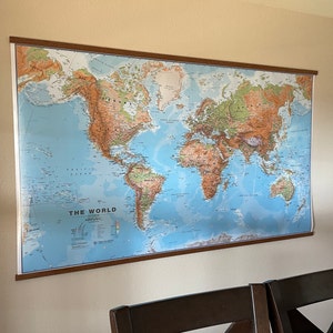 Giant World Map Mural Classic Home Decor Living Room - Etsy