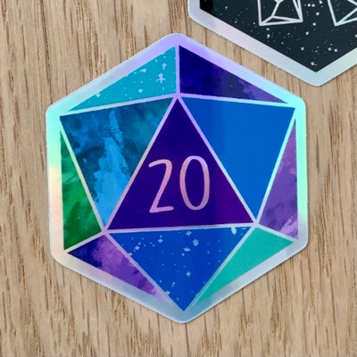 Blue D20 Nat 20 Holographic Hexagon Sticker - Etsy