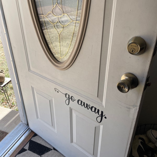 Cursive Go Away Vinyl Decal - Funny No Soliciting Decal - Go Away ...