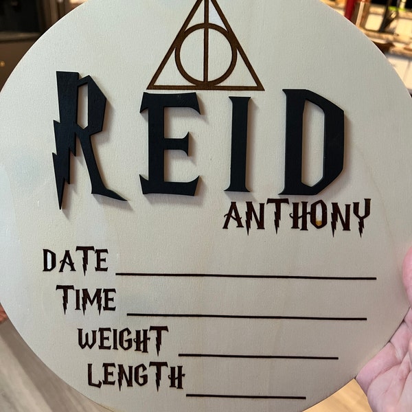 Wizard Birth Announcement Sign - Wizard Baby Wooden Newborn Photo Prop ...