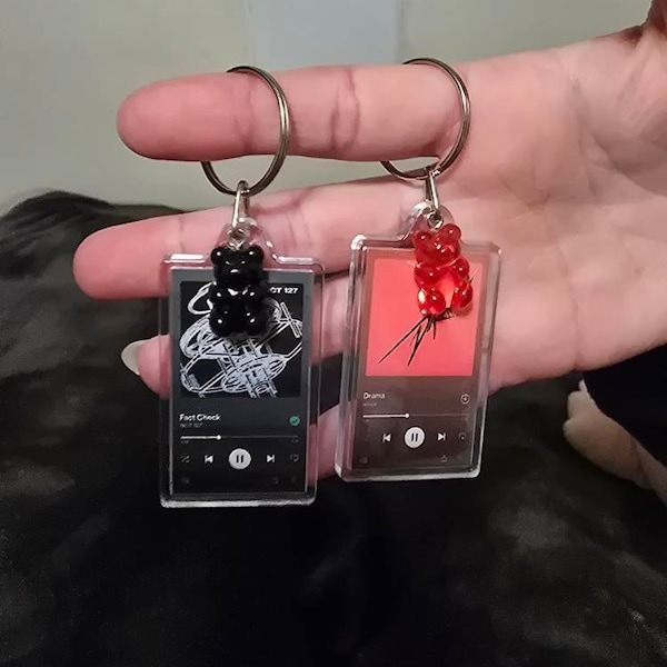 Spotify Song Plaque Keychain - Custom Key Chain + Add Charm Gummybear ...