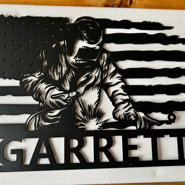 Custom Construction Welder Sign,welding Metal Sign,us Flag Sign ...