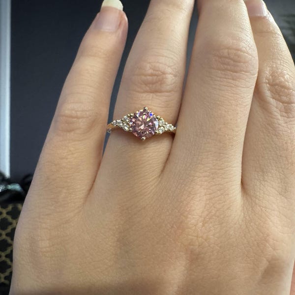 Moon and Star Moonstone Engagement Ring Celestial Bridal Ring Set ...