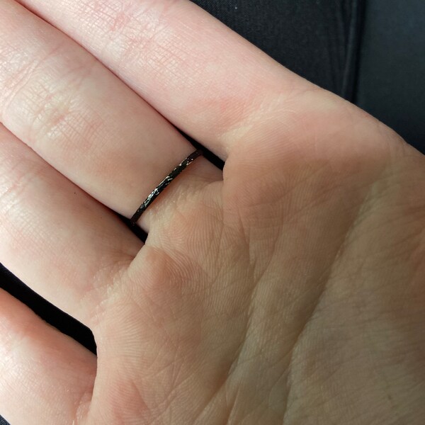 Super Thin Black Silver Stackable Ring(s), Black Ring, Stack Rings ...