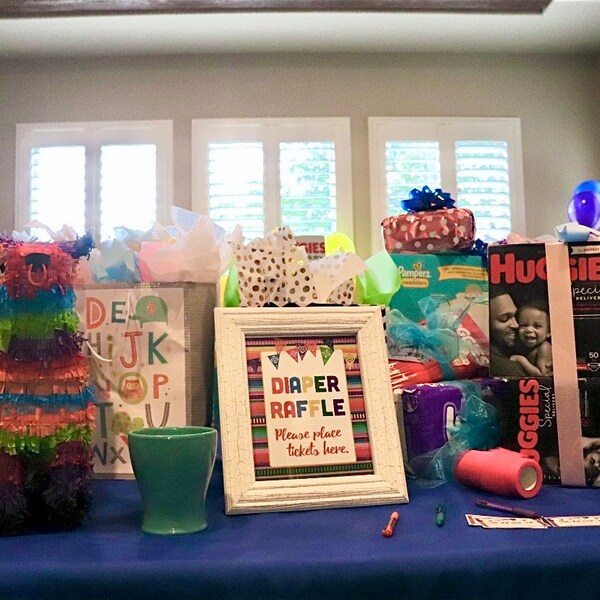 Fiesta Diaper Raffle Inserts, Serape and Papel Picado, Printable ...