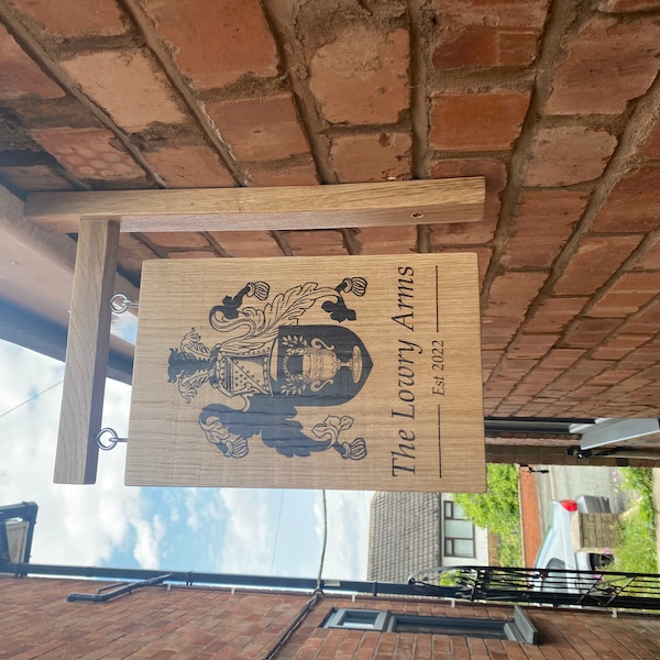 Pub Style Hanging Sign Laser Engraved on Both Sides for House, Shop or ...