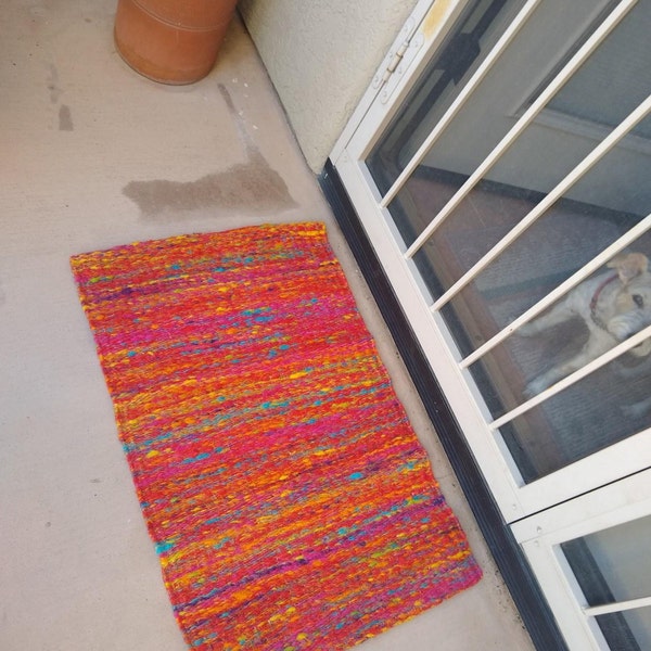 Entryway Sisal Rug, Handwoven Red Lava Welcome Mat, Colorful Doormat ...