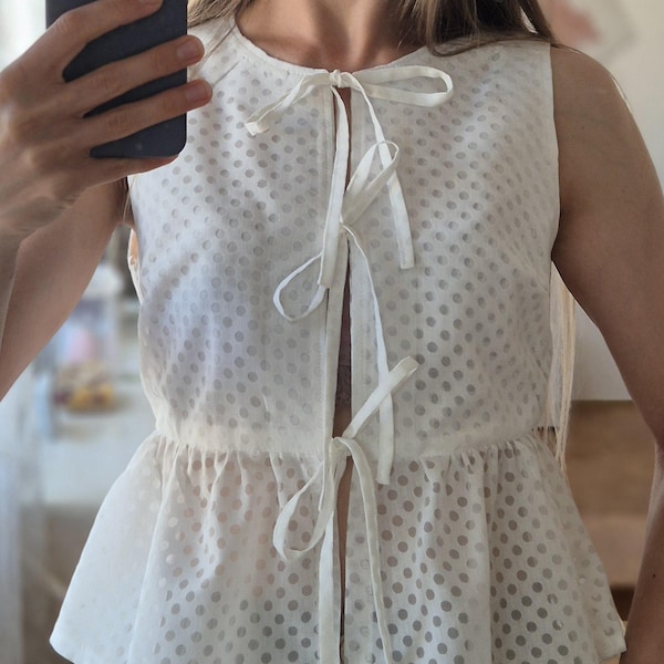 Top Sewing Pattern Ties Front Vest Pattern Open Front Top Summer Top ...