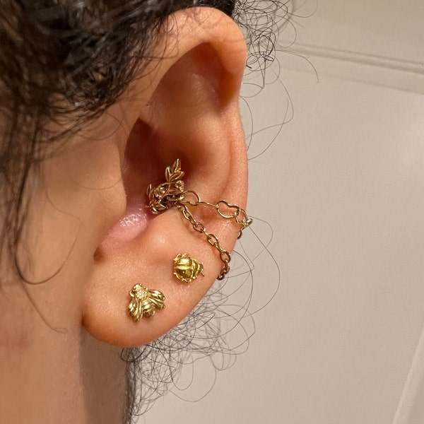 Dainty Beetle Threadless Flat Back Earring, 20,18,16ga, 5-10mm, Unisex ...