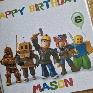 Personalised Birthday Card, Roblox Birthday Card, Age Birthday Card ...